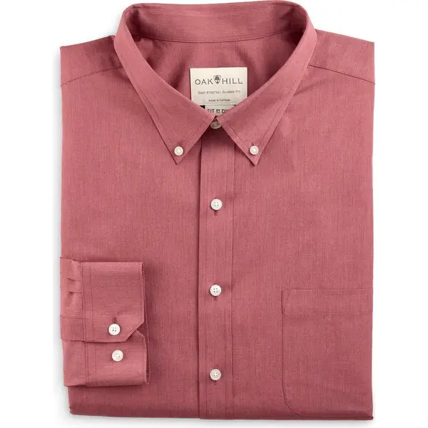 OAK HILL BY DXL Big & Tall Performance Dress Shirt - Rose Brown