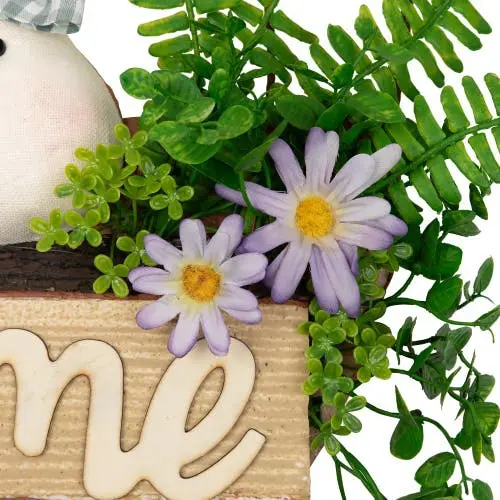 NORTHLIGHT Easter Rabbit Couple Floral "welcome" Sign16-inch