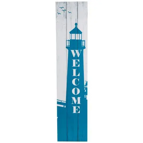 NORTHLIGHT Weathered Lighthouse "welcome" Porch Board Sign Decoration35.75 - Blue