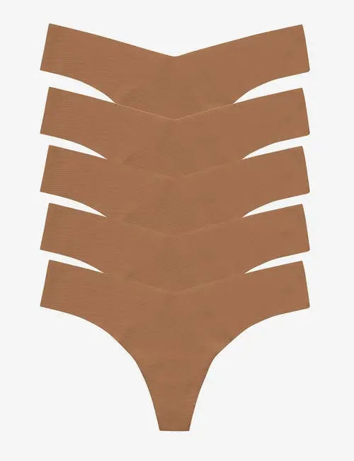Commando Classic Solid Thong 5-pack - Caramel