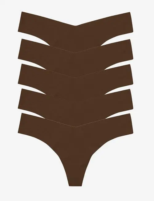 Commando Classic Solid Thong 5-pack - Caramel