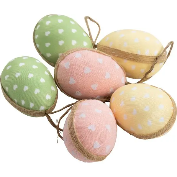 NORTHLIGHT Fabric Pastel Easter Egg Ornament Decorations5.75"set Of 6 - Green