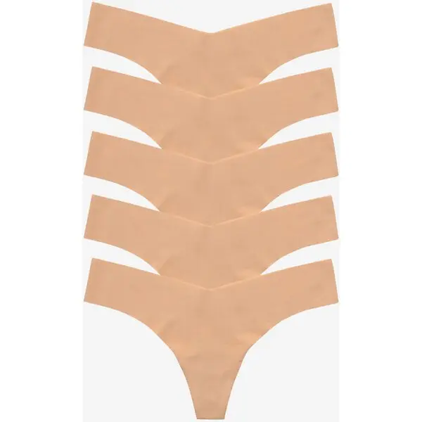 Commando Classic Solid Thong 5-pack - Beige