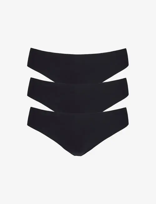 Commando Butter Mid-rise Thong 3-pack - Black
