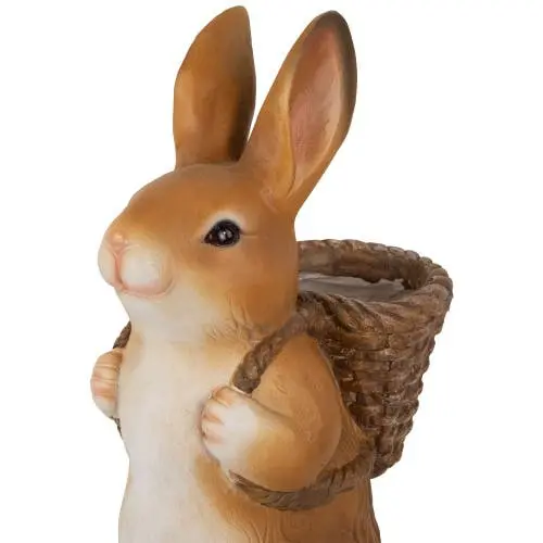 NORTHLIGHT Standing Bunny Carrying A Basket Outdoor Garden Statue16.75