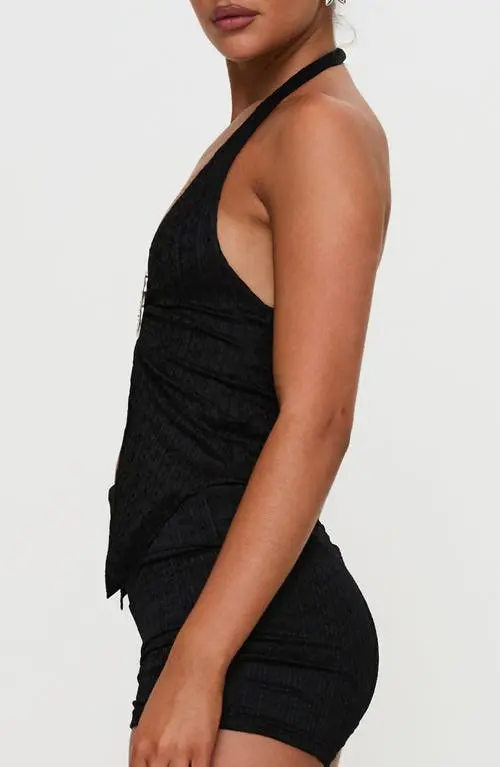 Princess Polly Moderna Split Front Lace Halter Top