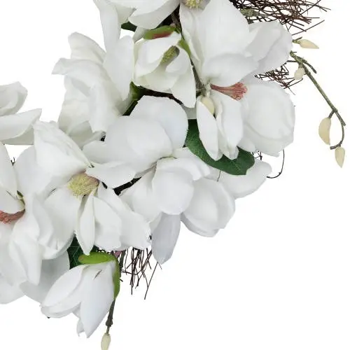 NORTHLIGHT Magnolia Artificial Spring Twig Wreath24"