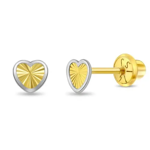 IN SEASON JEWELRY 14k Two Tone Heart Stud Earrings - Gold