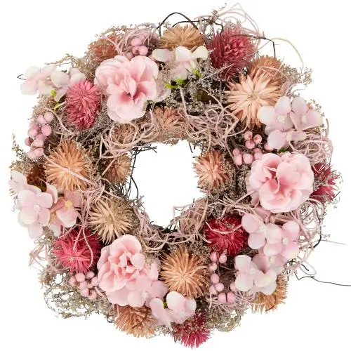 NORTHLIGHT Mixed Floral Mini Artificial Spring Wreath10" - Pink