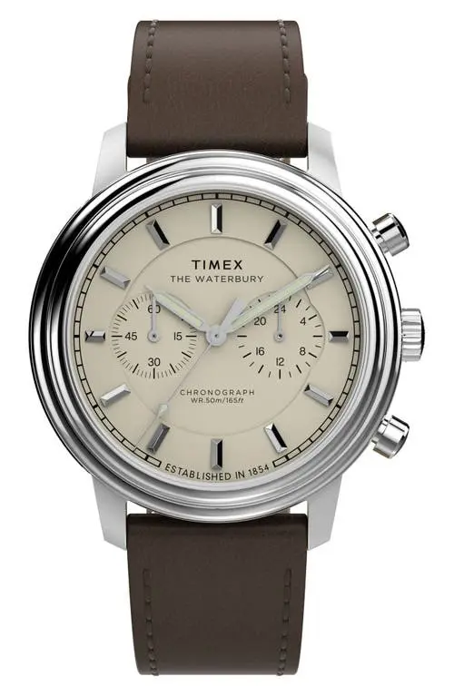 Timex® Waterbury Metropolitan Chronograph Strap Watch - Brown