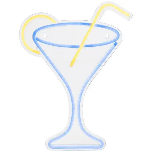 NORTHLIGHT Led Martini Cocktail Neon Lighted Wall Art17" And Yellow - Blue
