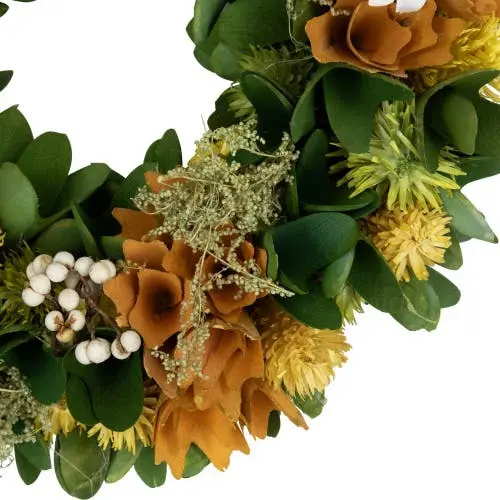 NORTHLIGHT Mixed Shaved Wood Florals Artificial Small Spring Wreath11"