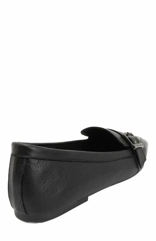FOREVER & ALWAYS SHOES Noir Leather Flat Loafers - Black Leather