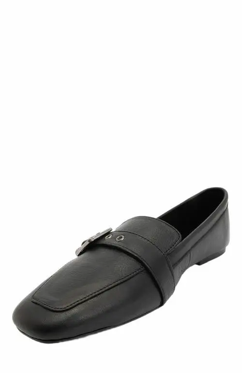 FOREVER & ALWAYS SHOES Noir Leather Flat Loafers - Black Leather