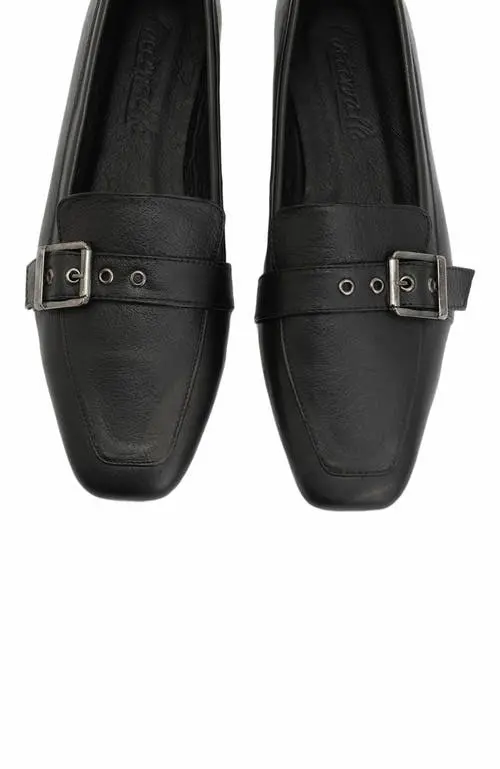 FOREVER & ALWAYS SHOES Noir Leather Flat Loafers - Black Leather