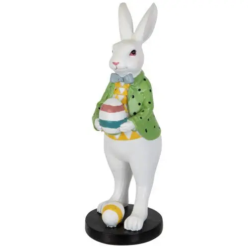 NORTHLIGHT Rabbit Holding Easter Egg Outdoor Garden Statue11.5"white
