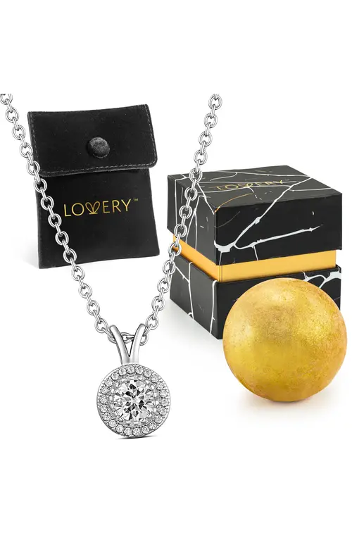 LOVERY Sterling Silver Necklace With Pouch - Cluster Zirconium Stone