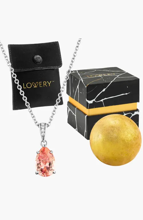 LOVERY Sterling Silver Necklace With Pouch - Peach Tear Drop