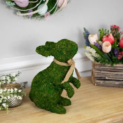 NORTHLIGHT Standing Moss Easter Rabbit Figurine10