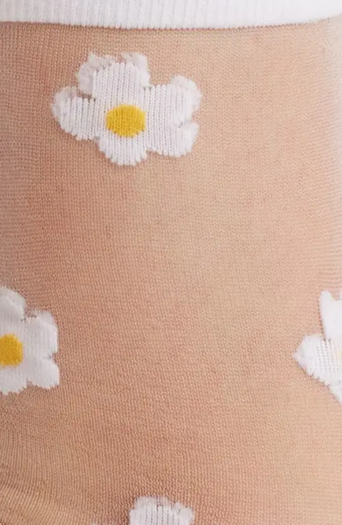 MEMOI Daisies Sheer Crew Socks - White