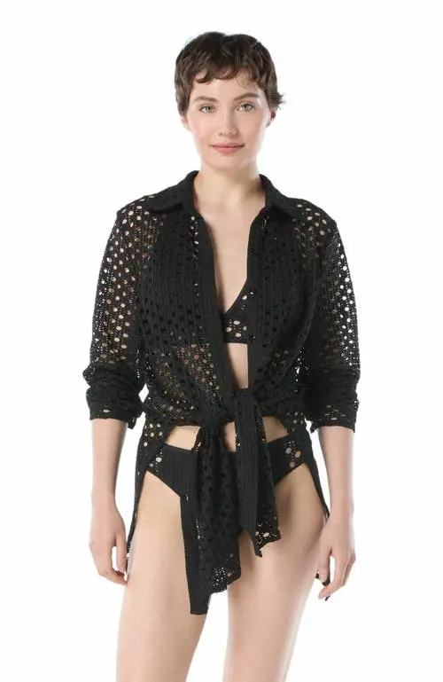 Carmen Marc Valvo Button Up Shirt Swim