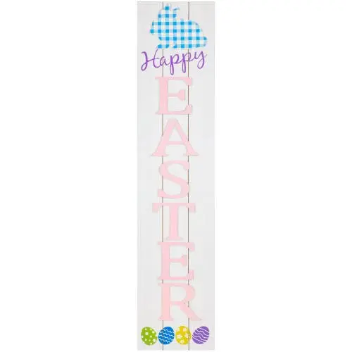 NORTHLIGHT Happy Easter Wooden Porch Board Sign36 - White