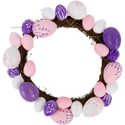 NORTHLIGHT 10" Pastel Purple And White Mini Easter Egg Spring Wreath
