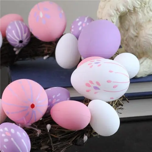 NORTHLIGHT 10" Pastel Purple And White Mini Easter Egg Spring Wreath