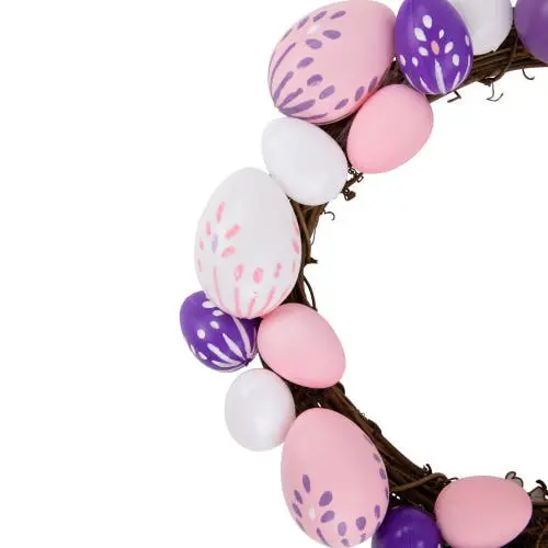 NORTHLIGHT 10" Pastel Purple And White Mini Easter Egg Spring Wreath
