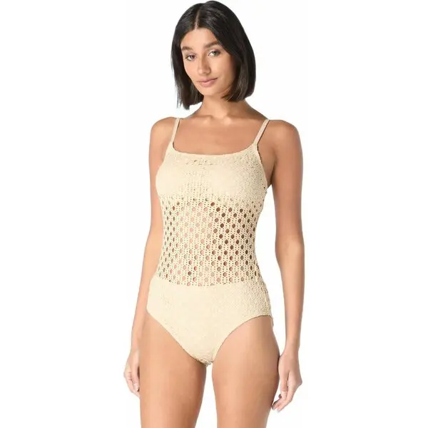Carmen Marc Valvo Crochet One Piece Swimsuit
