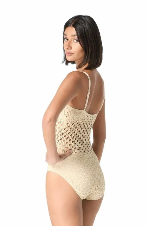 Carmen Marc Valvo Crochet One Piece Swimsuit