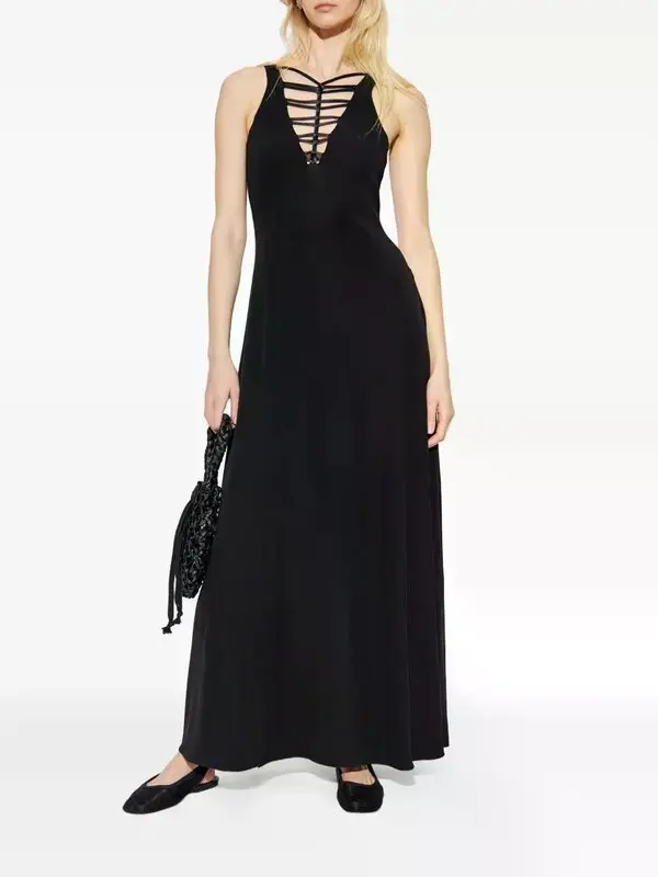Emporio Armani V-Neck Maxi Dress - Black - 40% Off | Editorialist