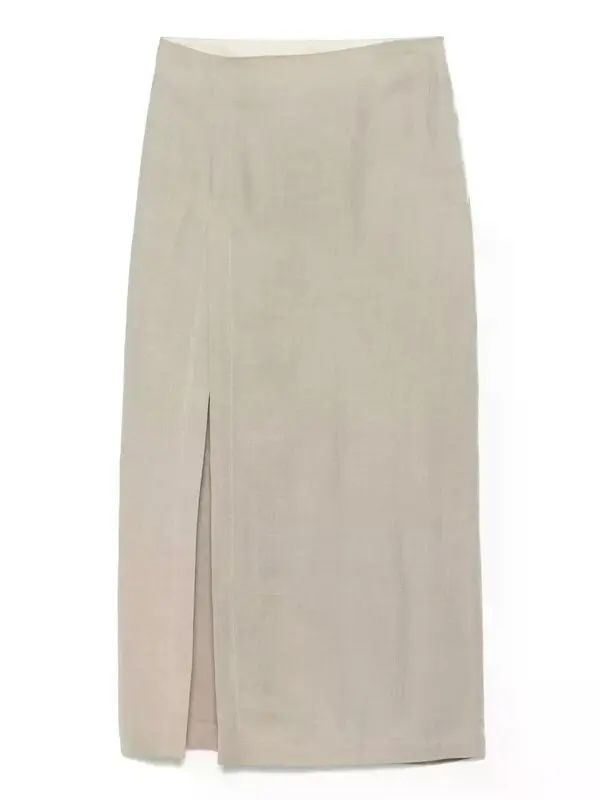 ALYSI Side-slit Midi Skirt - Grey