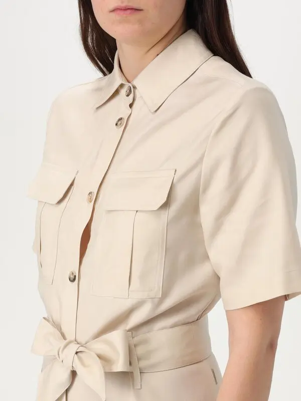Woolrich Shirt Dress With Belt - Beige