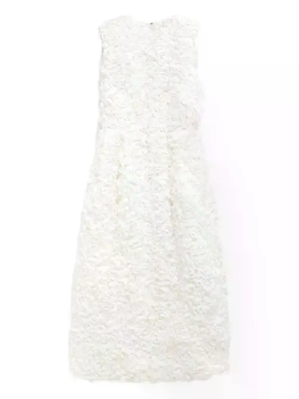 Comme Des Garçons Floral-appliqué Midi Dress - White