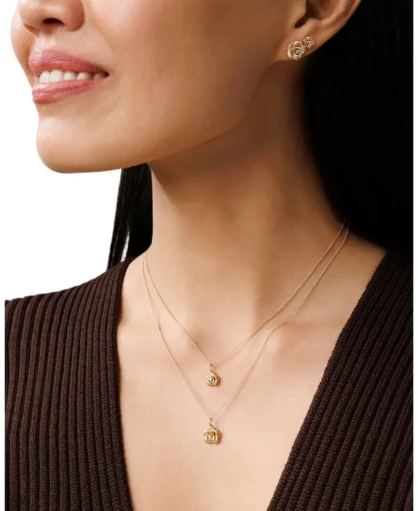 SYDNEY EVAN 14k Yellow Diamond Rose Stud Earrings