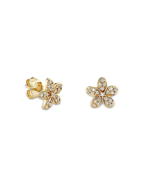 SYDNEY EVAN 14k Yellow Diamond Flower Stud Earrings - Gold