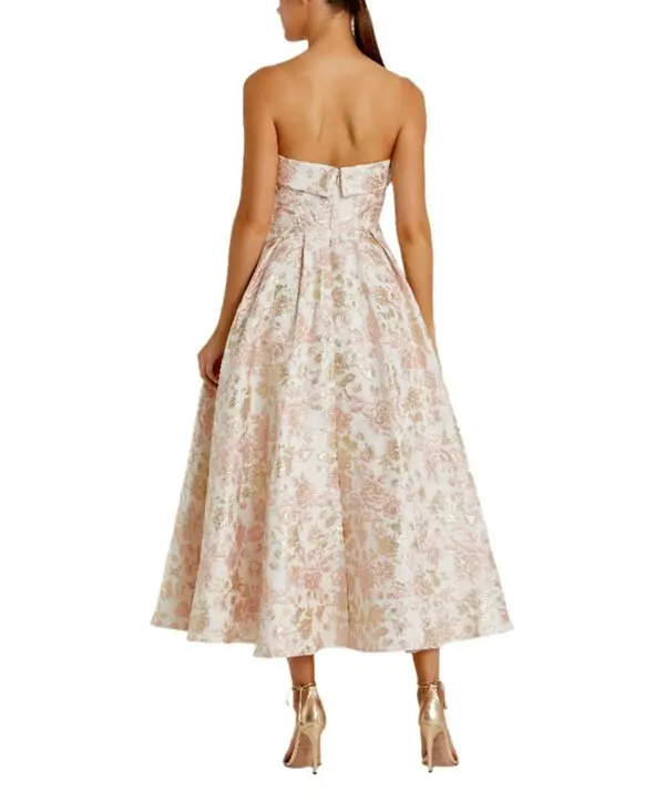 Mac Duggal Floral Brocade A-line Midi Dress - Blush Multi