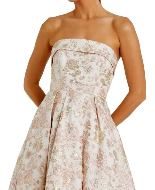 Mac Duggal Floral Brocade A-line Midi Dress - Blush Multi