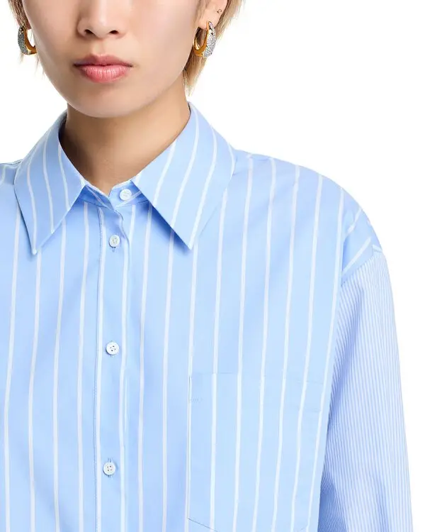 Alice + Olivia Striped Cropped Poplin Shirt