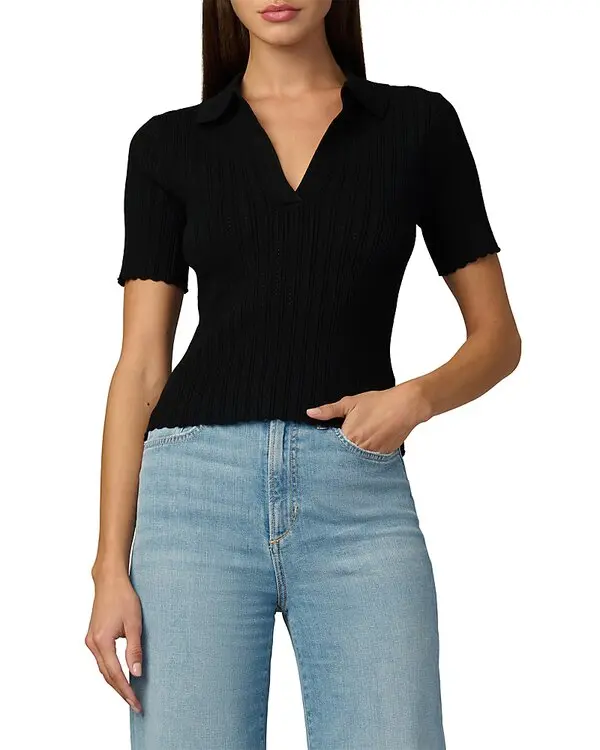 Joe's Jeans The Jess Pointelle Polo Shirt - Black