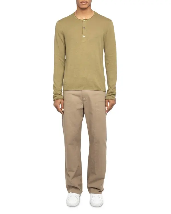Zadig&Voltaire Signature Regular Fit Linen Henley - Olive