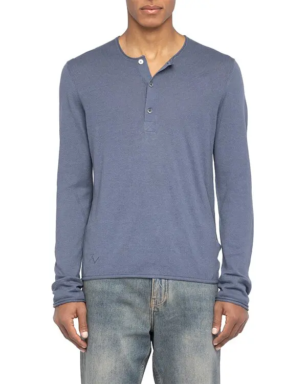 Zadig&Voltaire Signature Regular Fit Linen Henley - Storm