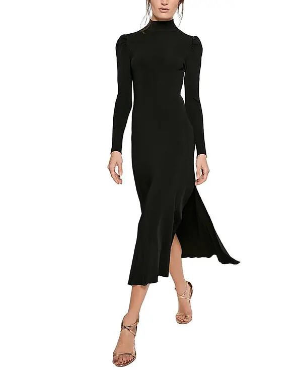 padded shoulder long sleeve dress Black / XXS / T000PU1412 Punto Milano Long Sleeve Shoulder Pad T-Shirt Dress