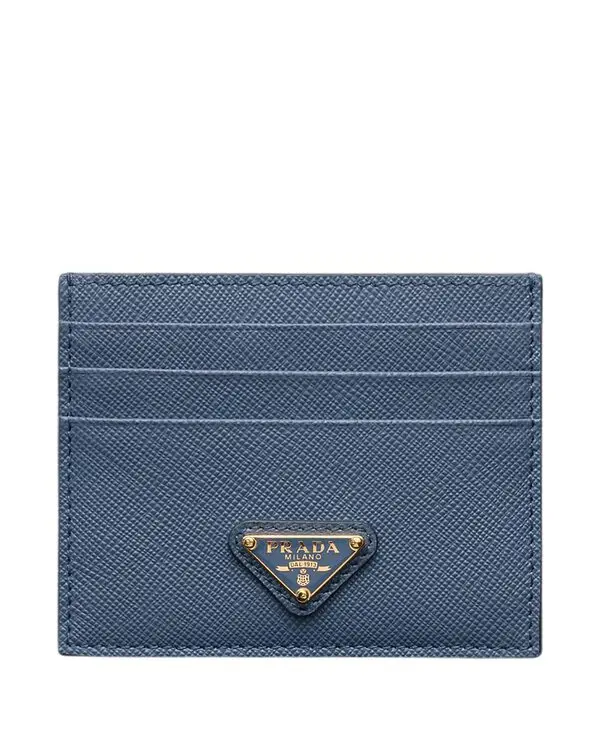 Prada Saffiano Leather Card Holder - Blue