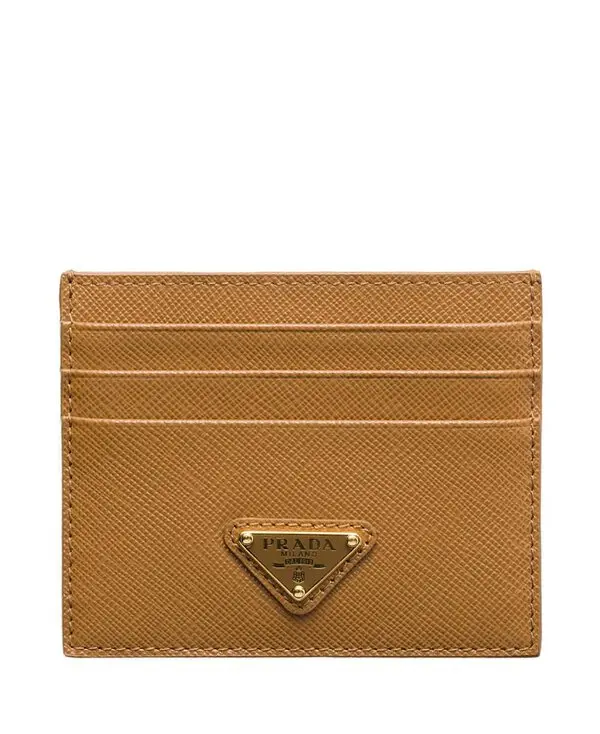 Prada Saffiano Leather Card Holder - Caramel