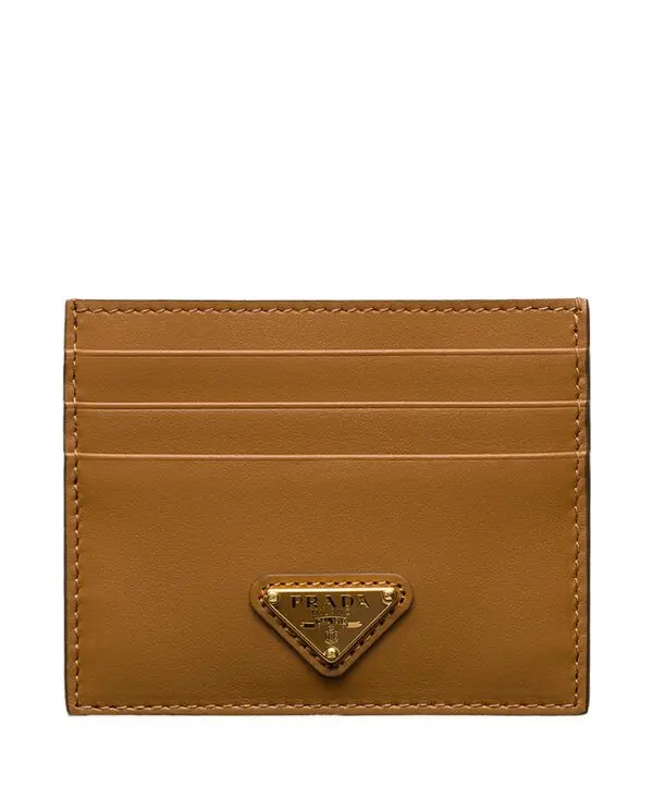 Prada Saffiano Leather Card Holder - Brown