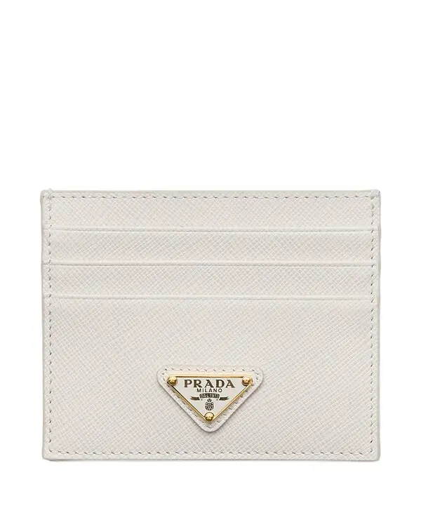 Prada Saffiano Leather Card Holder - Chalk White