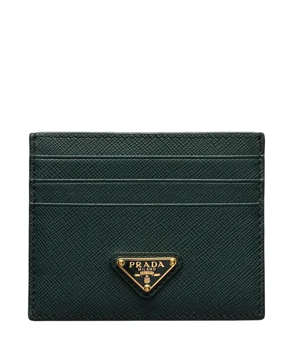 Prada Saffiano Leather Card Holder - Green
