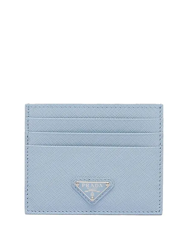 Prada Saffiano Leather Card Holder - Pale Blue